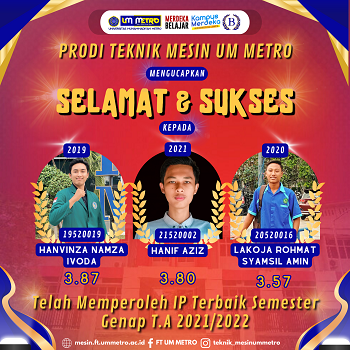 INDEKS PRESTASI TERBAIK SEMESTER GENAP T.A 2021/2022 MAHASIWA TEKNIK ...